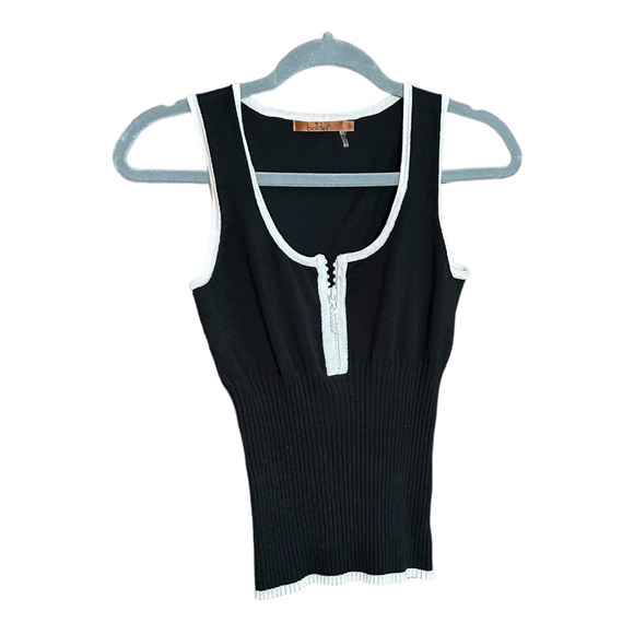 Belldini | Tops | Belldini Black Ribbed Contrast Binding Sip Up Jeweled ...